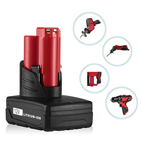 ORHFS Upgraded 2Packs M12 6.5Ah 12V Replacement Battery Compatible with Milwaukee M12 12V Lithium Battery 48-11-2410 48-11-2420 48-11-2411 48-11-2401 48-11-2402 Tools