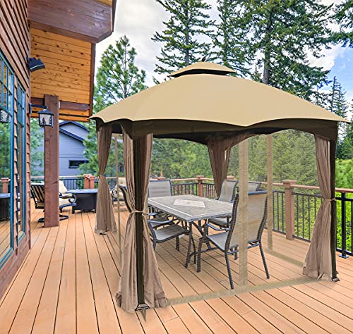 Ontheway Universal 10' x 12' Gazebo Replacement Mosquito Netting (Mosquito Net Only) (Light Brown)
