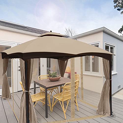 Ontheway Universal 10' x 12' Gazebo Replacement Mosquito Netting (Mosquito Net Only) (Light Brown)