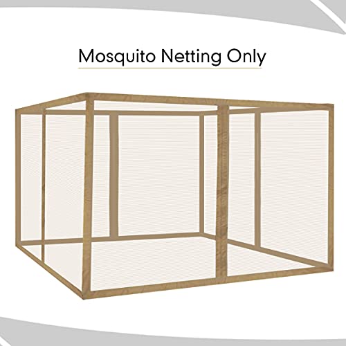 Ontheway Universal 10' x 12' Gazebo Replacement Mosquito Netting (Mosquito Net Only) (Light Brown)