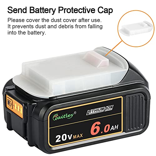 ZLWAWAOL 2 Pack DCB206 20V MAX 6.0Ah Replacement Battery Compatible with Dewalt 20V Battery DCB200 DCB203 DCB204 DCB206 20V DCD/DCF/DCG/DCS Series Cordless Power Tool