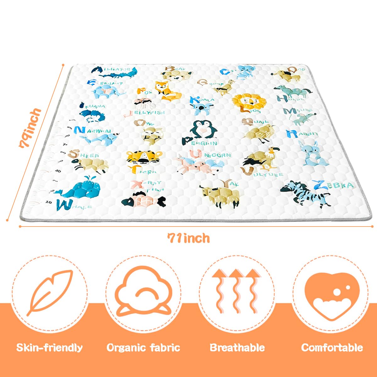 Entserk Baby Play Mat 79" x 71", Large & Thick Baby Mat for Floor, Non-Slip Cushioned Baby Play Mat for Playing, Baby Crawling Mat for Infants, Babies
