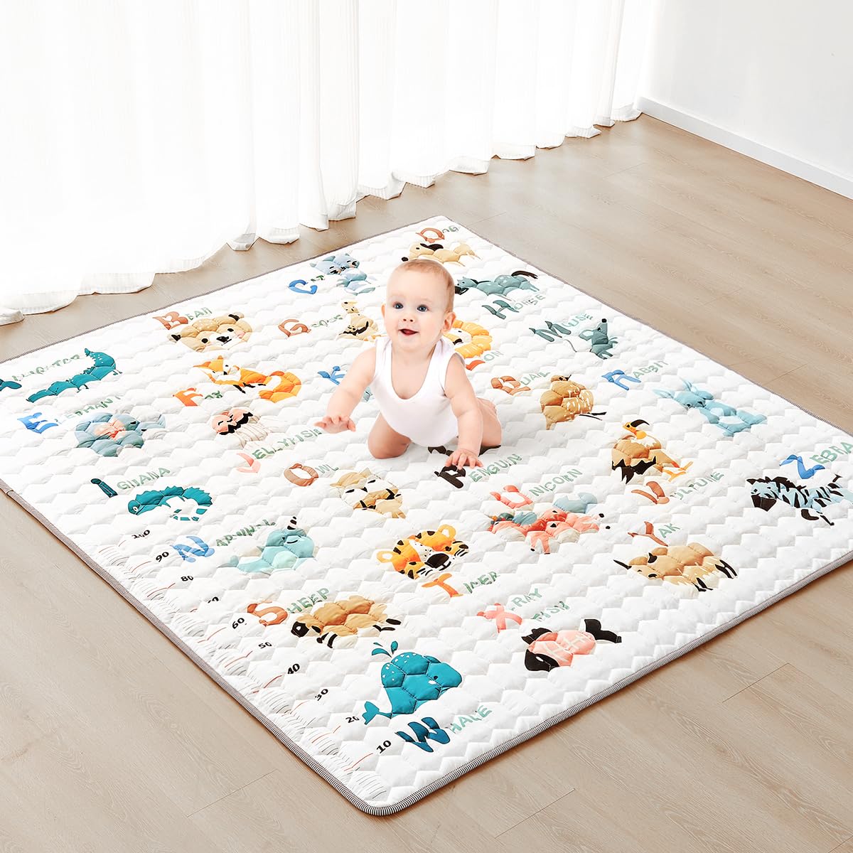 Entserk Baby Play Mat 79" x 71", Large & Thick Baby Mat for Floor, Non-Slip Cushioned Baby Play Mat for Playing, Baby Crawling Mat for Infants, Babies