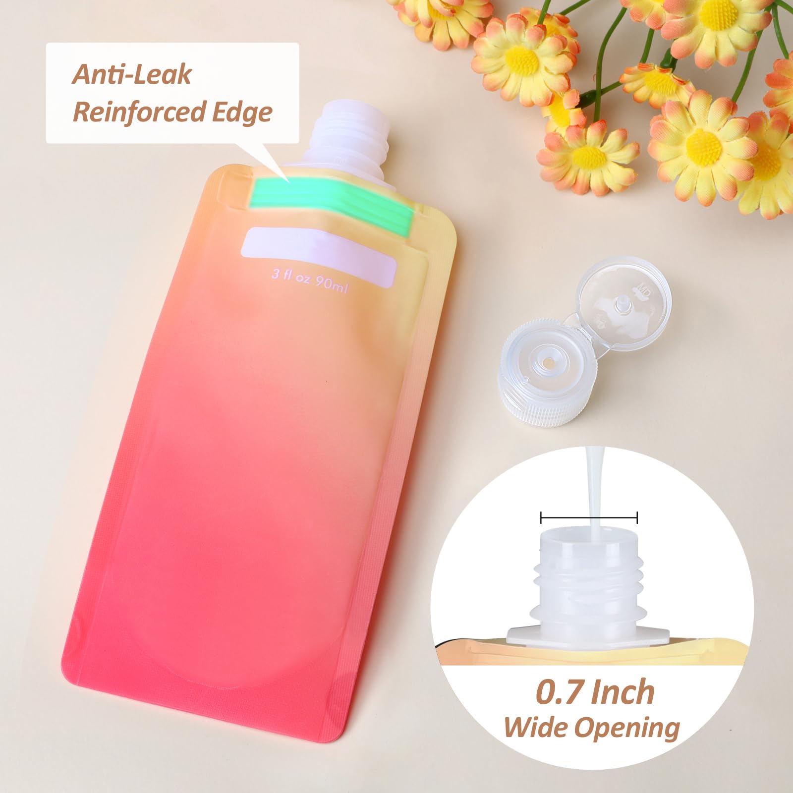 PACKISM Travel Pouches for Toiletries - 12 Pack Leak Proof 3oz TSA Approved Travel Size Containers, Stand Up, Slim & Lightweight Design, Take up Less Space, Pack More Liquids
