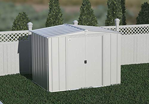 Arrow Classic 8' x 6' Outdoor Padlockable Steel Storage Shed Building, Flute Grey