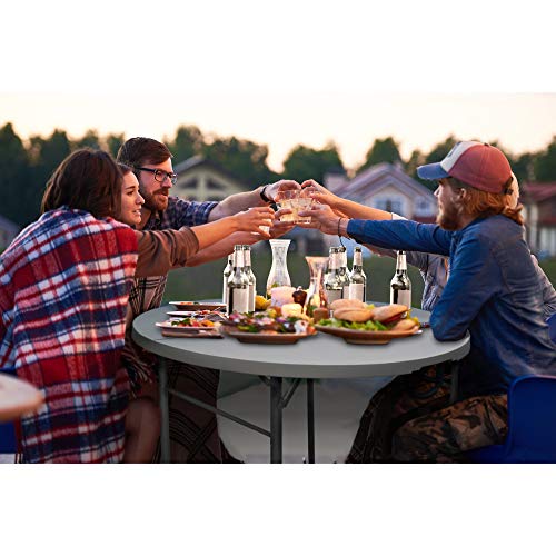 Plastic Development Group 4 Foot Round Folding Multipurpose Banquet Table with Secure Base for Indoor and Outdoor Events, White