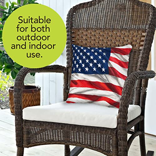Briarwood Lane Waving American Flag Decoratiev Pillow Patriotic Incoor Outdoor 17" x 17"