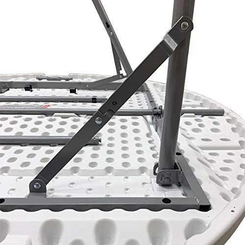 Plastic Development Group 4 Foot Round Folding Multipurpose Banquet Table with Secure Base for Indoor and Outdoor Events, White