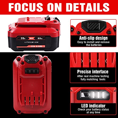 TenHutt 【Upgrade】 2Pack 20V 6.0Ah Replacement Battery for Craftsman V20 Lithium Ion Battery for CMCB205 CMCB204 CMCB206 CMCB202 CMCB201 20V Cordless Power Tools Craftsman 20V Battery