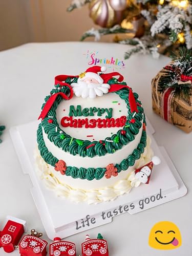 SE Si&Moos Edible Christmas Sprinkles for Cake Decorating Red Green and White Christmas Sprinkles Christmas Cake Decorations Christmas Tree Sprinkles Mix with Each 1 Santa Face and Deer Toopers 3 OZ