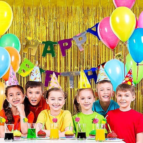 MEHOFOND 2 Pack 3.3x6.6 ft Gold Tinsel 2025 New Year Eve Streamers Party Decorations Foil Fringe Curtain Backdrop for Birthday Wedding Bachelorette Engagement Photo Props