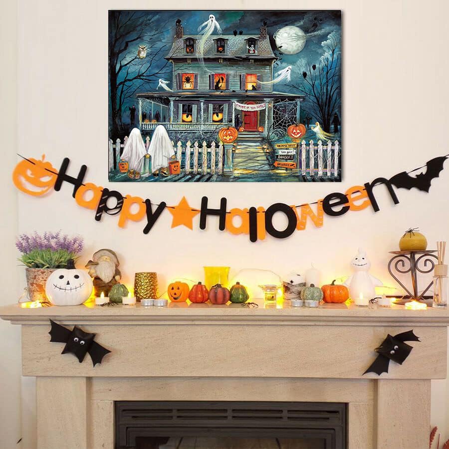 Halloween Diamond Painting Kits for Adults,5D DIY Ghost Crystal Diamond Art Paintings, Horror Diamond Paintings Gem Art Crafts Wall Decoration Gift 12X16Inch