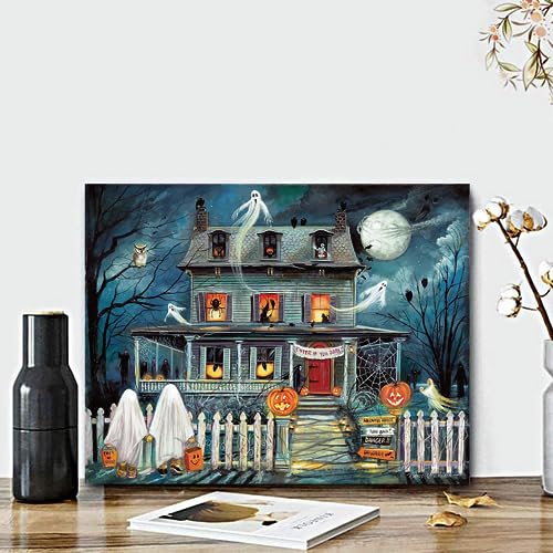 Halloween Diamond Painting Kits for Adults,5D DIY Ghost Crystal Diamond Art Paintings, Horror Diamond Paintings Gem Art Crafts Wall Decoration Gift 12X16Inch