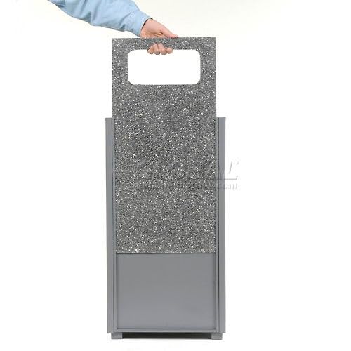 Global Industrial Stone Panel Trash Weather Urn, 13-1/2" Square X 35" H, Gray