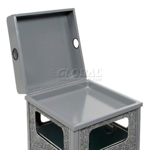 Global Industrial Stone Panel Trash Weather Urn, 13-1/2" Square X 35" H, Gray