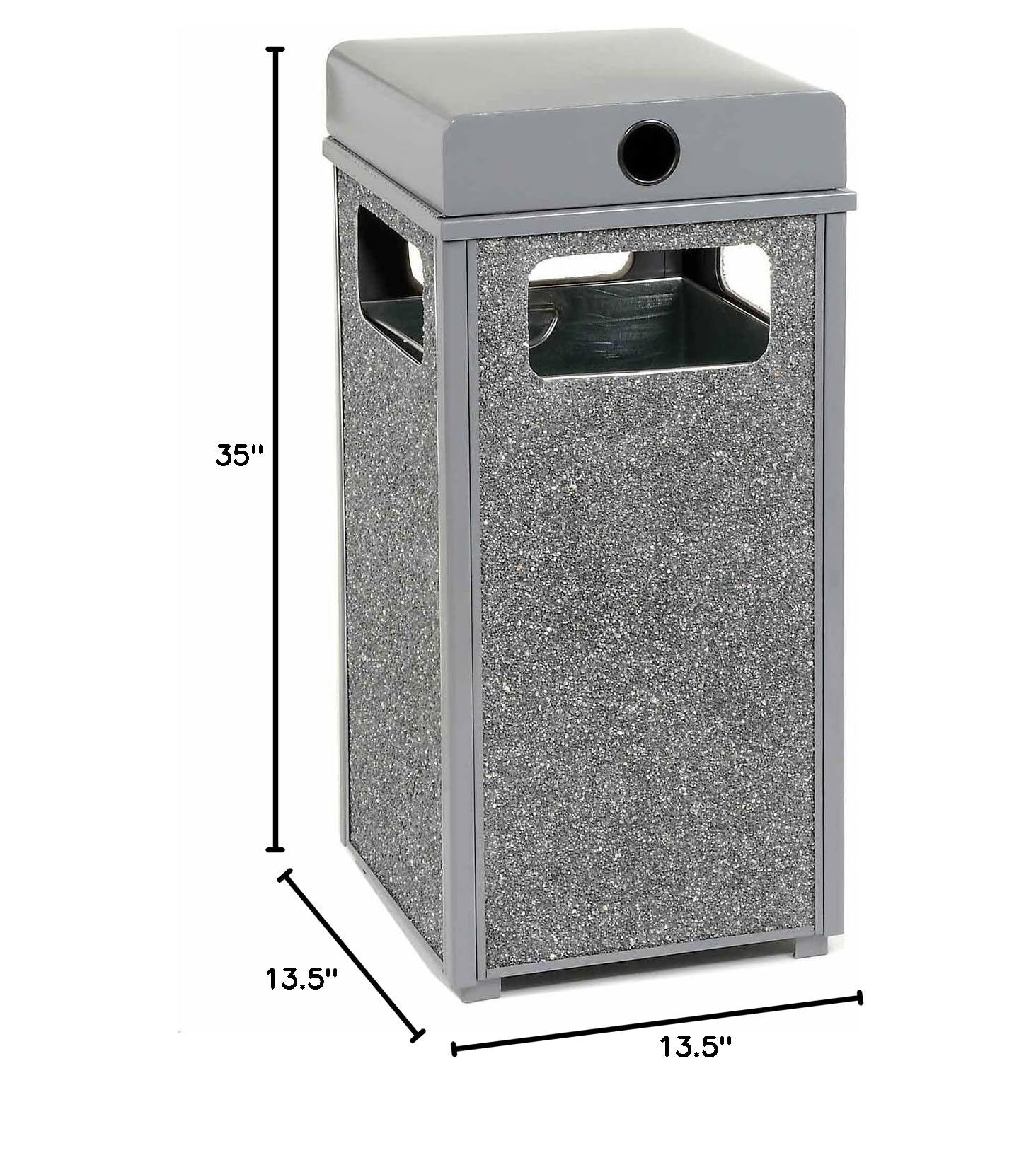 Global Industrial Stone Panel Trash Weather Urn, 13-1/2" Square X 35" H, Gray
