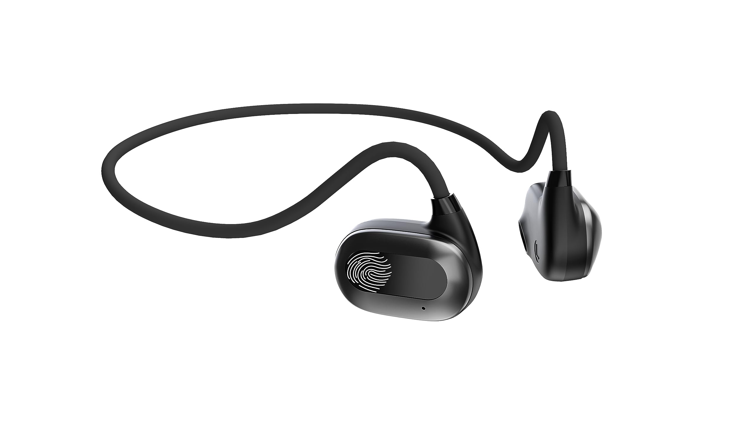 Open Ear Headphone TWS True Wireless Stereo Over-The-Ear Sport Headphone DUCK2 Air Conduction Earphone Blind-Touch-Control Technology (Black/Nickel)