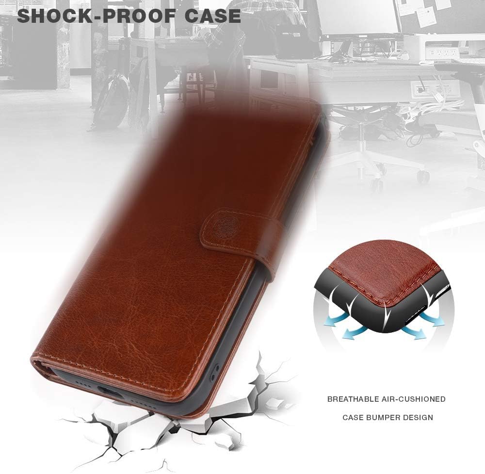 Shields Up for iPhone 15 Pro Max Wallet Case, Detachable Magnetic Case Wallet with Card Holder & Wrist Strap, [Vegan Leather] Protective Folio Cover for iPhone 15 Pro Max 6.7 inch - Brown