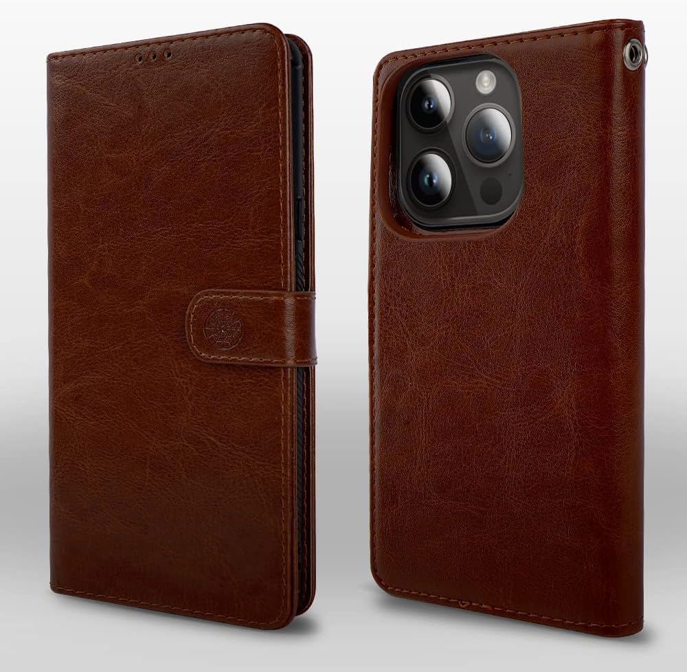Shields Up for iPhone 15 Pro Max Wallet Case, Detachable Magnetic Case Wallet with Card Holder & Wrist Strap, [Vegan Leather] Protective Folio Cover for iPhone 15 Pro Max 6.7 inch - Brown
