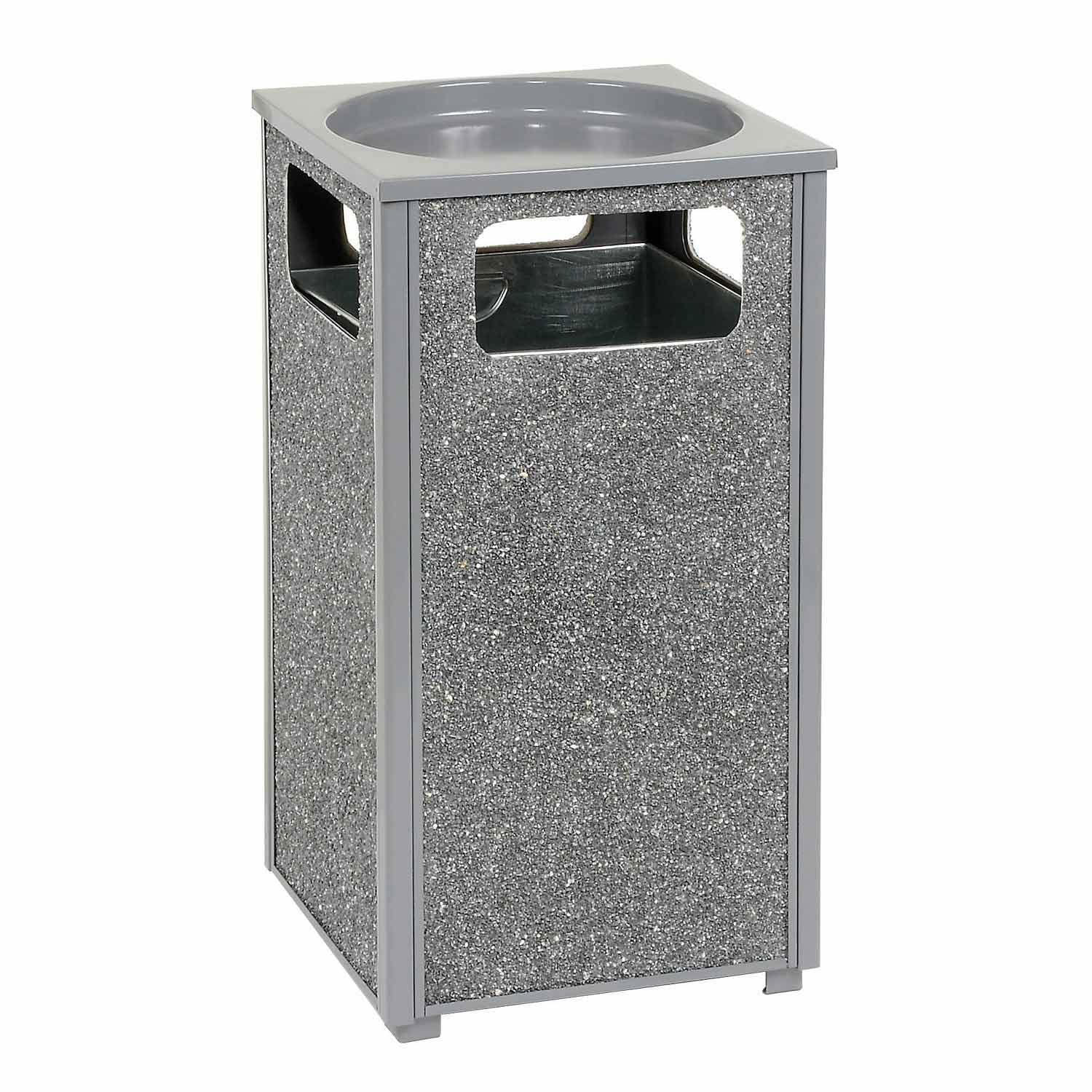 Global Industrial Stone Panel Trash Sand Urn, 13-1/2" Square X 32" H, Gray