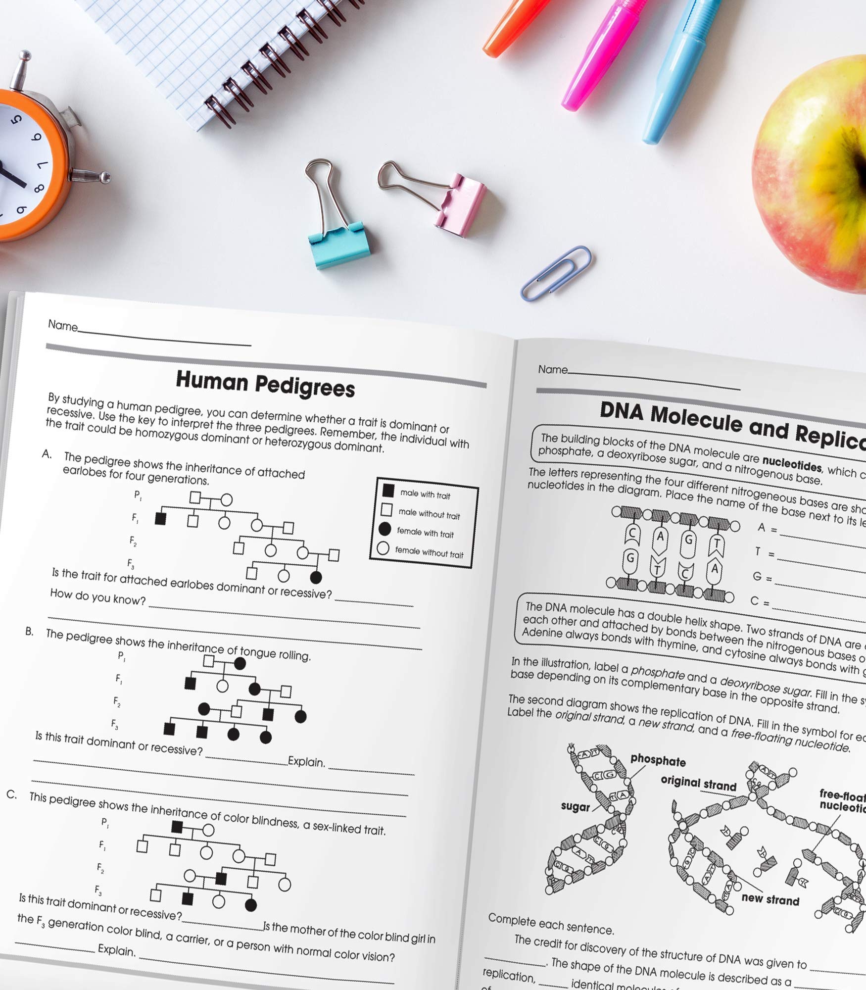 Carson Dellosa The 100 Series: Biology Workbook—Grades 6-12 Science, Matter, Atoms, Cells, Genetics, Elements, Bonds, Classroom or Homeschool Curriculum (128 pgs)