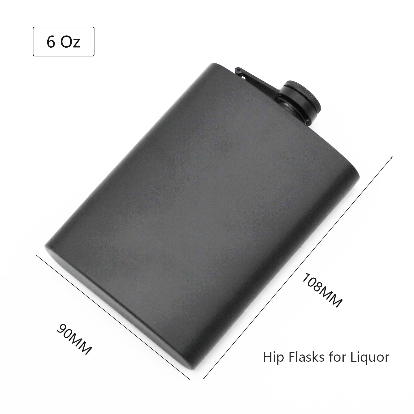 COOAK 3 Pack Hip Flasks for Liquor, Stainless Steel Leakproof Thin Flasks, 6 Oz, 8 Oz, 12 Oz with Funnel(Black)