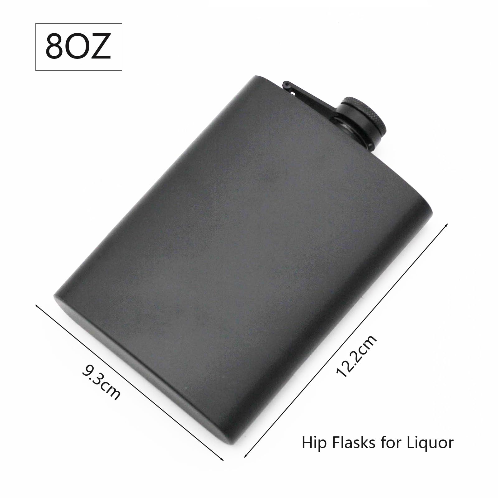 COOAK 3 Pack Hip Flasks for Liquor, Stainless Steel Leakproof Thin Flasks, 6 Oz, 8 Oz, 12 Oz with Funnel(Black)