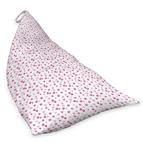 Ambesonne Dog Paws Lounger Chair Bag, Pattern of Doodle Style Repeating Claw Prints in Monochrome Style, High Capacity Storage with Handle Container, Lounger Size, Hot Pink Pale Pink White
