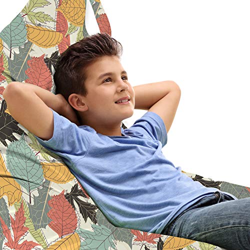 Ambesonne Autumn Lounger Chair Bag, Fall Season Leaves Maple Oak Willow Tree Growth Nature Foliage Plants Illustration, High Capacity Storage with Handle Container, Lounger Size, Multicolor