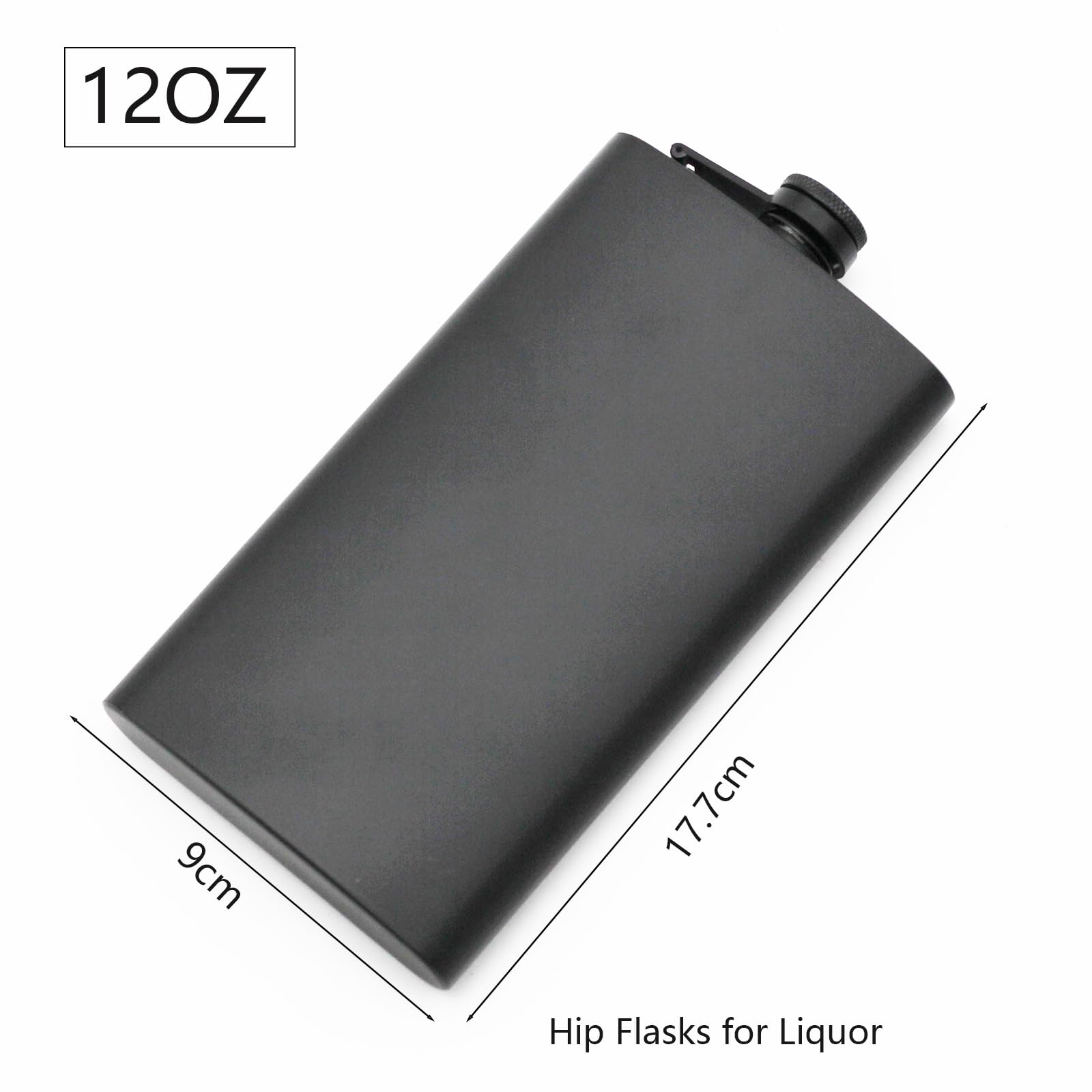 COOAK 3 Pack Hip Flasks for Liquor, Stainless Steel Leakproof Thin Flasks, 6 Oz, 8 Oz, 12 Oz with Funnel(Black)