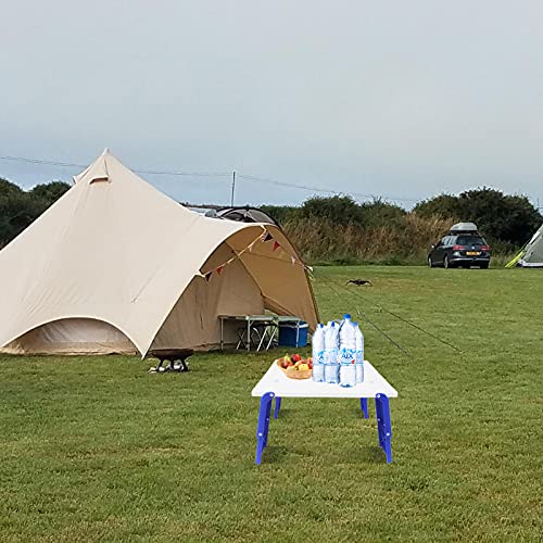 Portable Folding Beach Table for Sand Foldable Adjustable Side Table Desk for Camping Picnic BBQ with Carry Bag, Blue