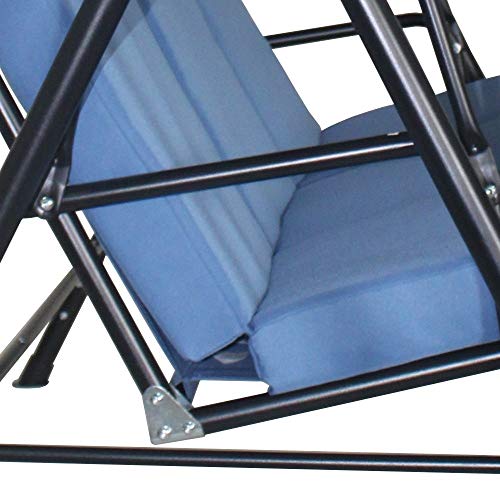 Homebeyond 3 Seater Outdoor Patio Swing | Rust and Fade Resistant Steel Frame with Adjustable Tilt Canopy | Perfect for Garden Backyard or Poolside - SW-3B