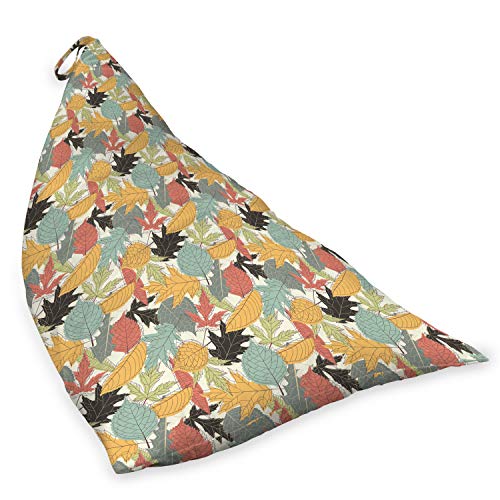 Ambesonne Autumn Lounger Chair Bag, Fall Season Leaves Maple Oak Willow Tree Growth Nature Foliage Plants Illustration, High Capacity Storage with Handle Container, Lounger Size, Multicolor