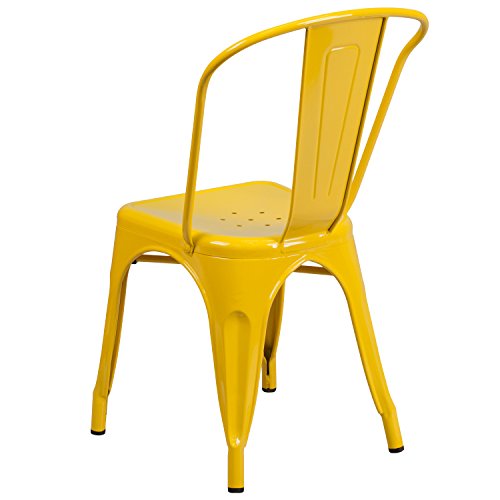 EMMA + OLIVER Commercial Grade Yellow Metal Indoor-Outdoor Stackable Chair