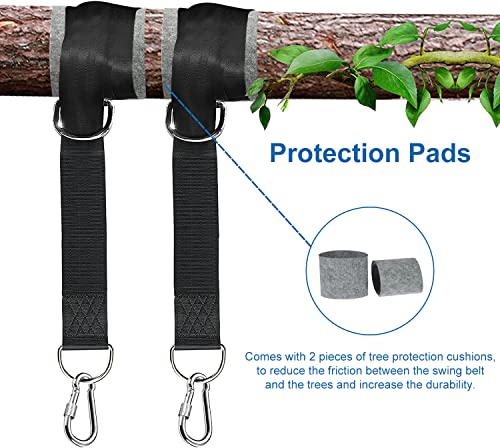 Anti-Broke Tree Swing Hanging Straps Kit Holds 2000 lbs Heavy Duty 5FT Extra Long, 2 PCS Tree Swing Straps Waterproof Straps/ 2 Safer Lock Carabiners/ 1 Bag, for Hammock, Camping, Easy Installation