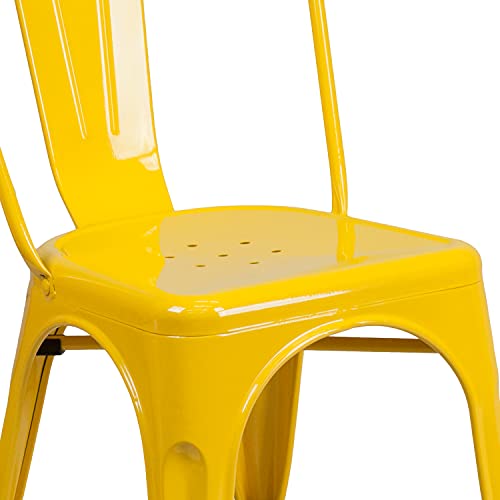 EMMA + OLIVER Commercial Grade Yellow Metal Indoor-Outdoor Stackable Chair