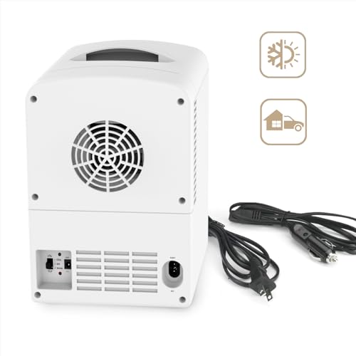 Personal Chiller Portable Mini Fridge Cooler and Warmer, 4 Liter Capacity Chills 6 Cans, Snacks, and Skincare Products, A/C Operation, 100% Freon-Free (White)