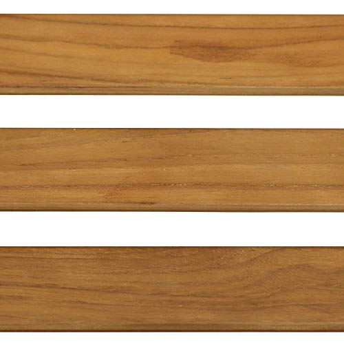 Sunnydaze Solid Teak Outdoor Bench - Light Brown Wood Stain Finish - Mission Style - 59 Inches Long - Patio, Deck, Lawn, Garden, Terrace or Backyard