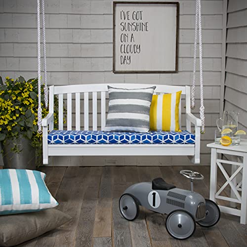 Grouchy Goose Cubed Blue Bench/Porch Swing Indoor/Outdoor Cushion, 1 Count (Pack of 1)