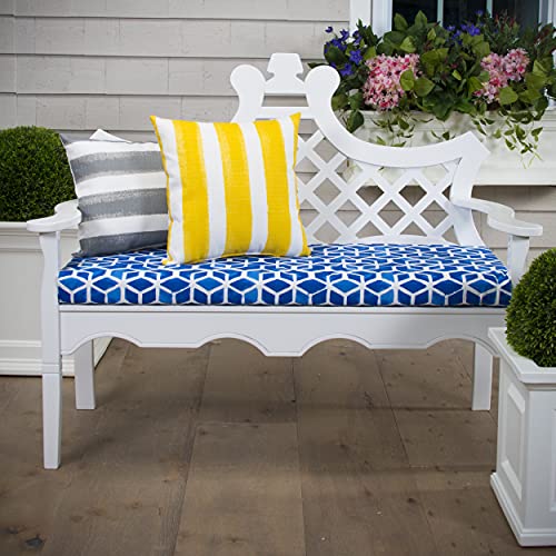 Grouchy Goose Cubed Blue Bench/Porch Swing Indoor/Outdoor Cushion, 1 Count (Pack of 1)