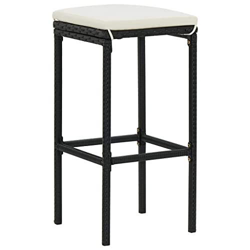 QZZCED Bar Stools with Cushions 6 pcs,Modern Bar Stools,Kitchen Stool,Outdoor Stool,Tall Bar Stools,Breakfast Bar Stools,Counter Height Stools,for Pub, Restaurant, Home,Black Poly Rattan