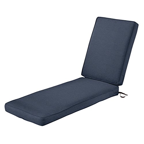 Classic Accessories Montlake FadeSafe Water-Resistant 72 x 21 x 3 Inch Outdoor Chaise Lounge Cushion, Patio Furniture Cushion, Heather Indigo Blue, Patio Cushion