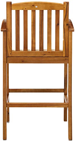 Christopher Knight Home Grace Outdoor Acacia Barstools, Natural Finish and Cream (Set of 2)