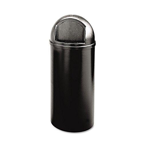Rubbermaid Commercial Products Marshal Domed Round Trash Can, 25-Gallon, Black, Indoor/Outdoor Garbage Container/Waste Basket for Lobby/Office/Restroom/Restaurant/School