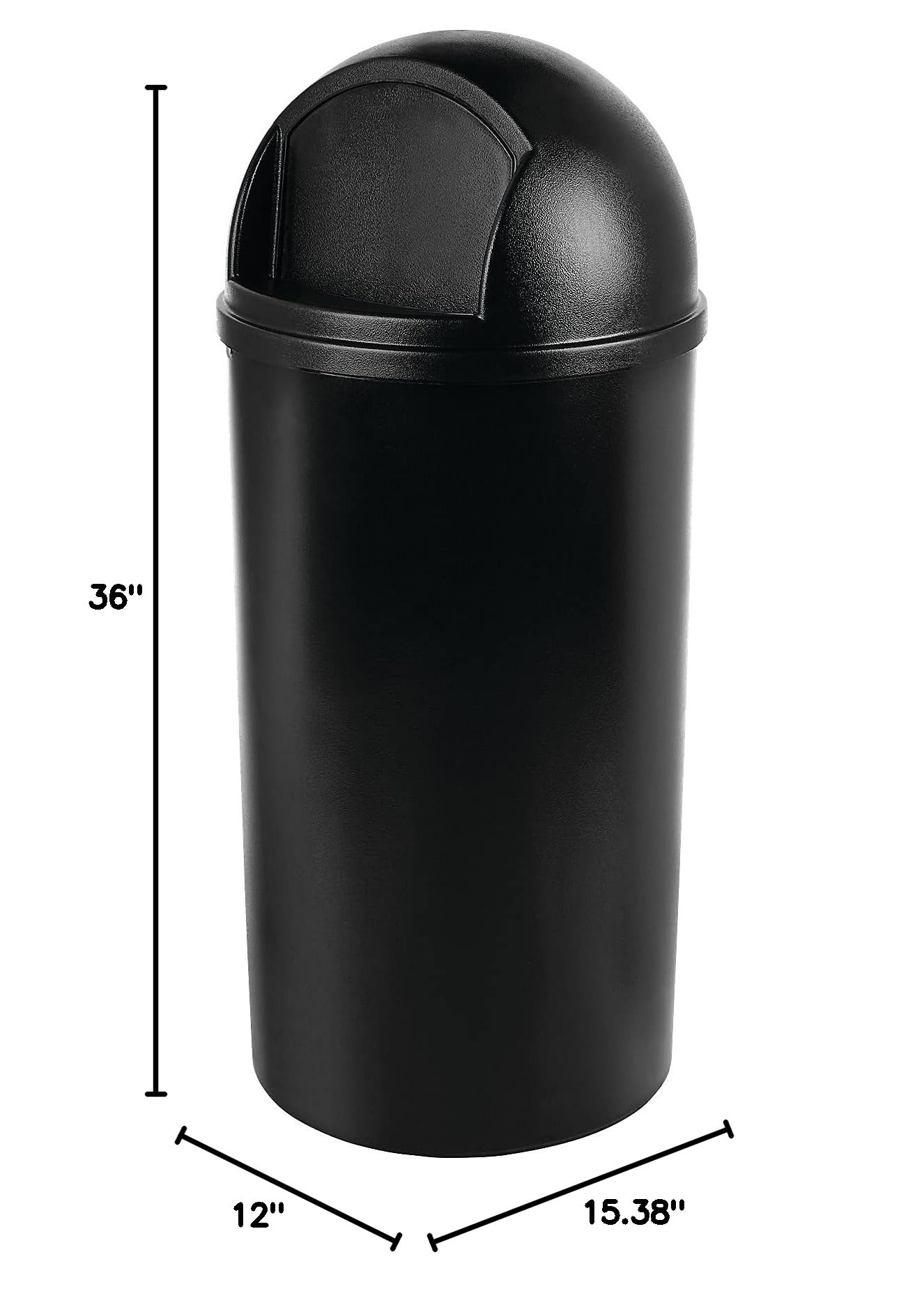 Rubbermaid Commercial Products Marshal Domed Round Trash Can, 25-Gallon, Black, Indoor/Outdoor Garbage Container/Waste Basket for Lobby/Office/Restroom/Restaurant/School