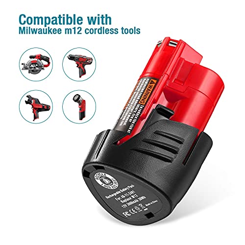 ORHFS 2 Packs 3.0Ah Replacement Battery Compatible with Milwaukee M12 12V Battery 48-11-2411 48-11-2420 48-11-2401 48-11-2402 48-11-2401 12-Volt Lithium-ion Battery