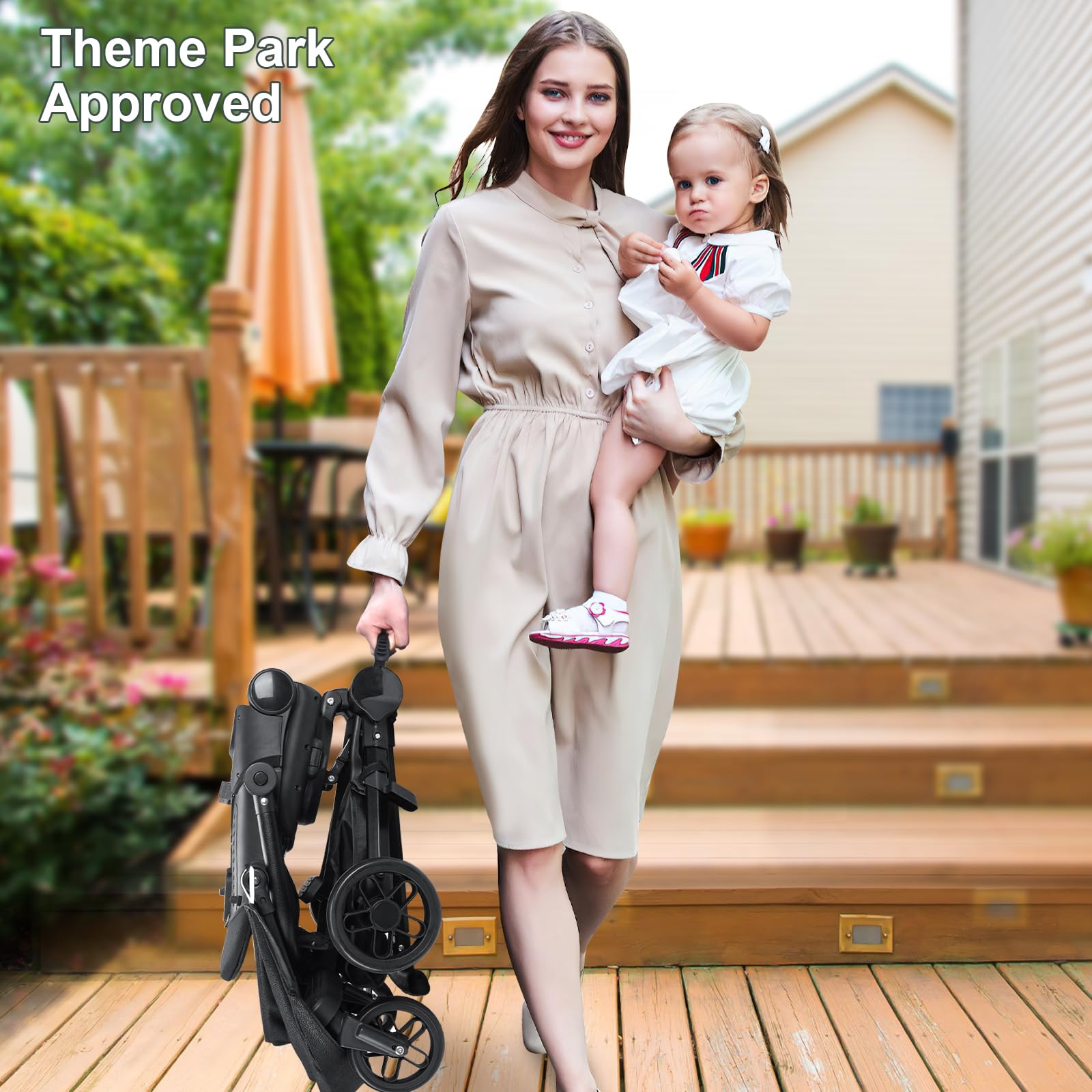 KNOIER Umbrella Stroller for Toddlers 1-3, Ultra Compact Lightweight Infant Stroller Travel Stroller with Snack Tray, Bassinet Mode, Fold 3-Position Recline, Extra Large Storage Basket