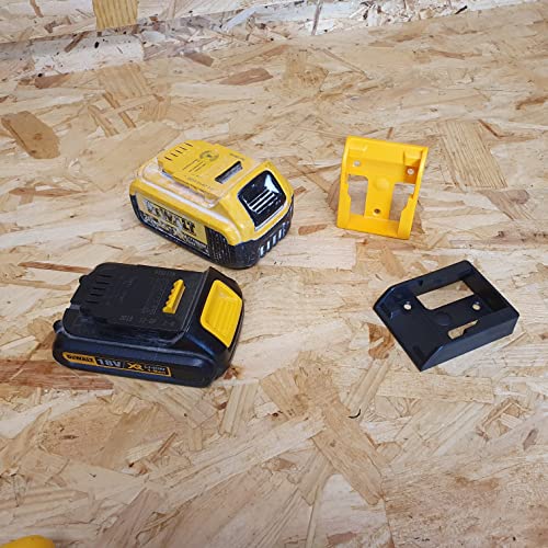 StealthMounts DeWalt Battery Holders 20v/60v | Cordless Battery Mounts for DeWalt Power Tools | 6 Pack | DeWalt Battery Organizers (Yellow)