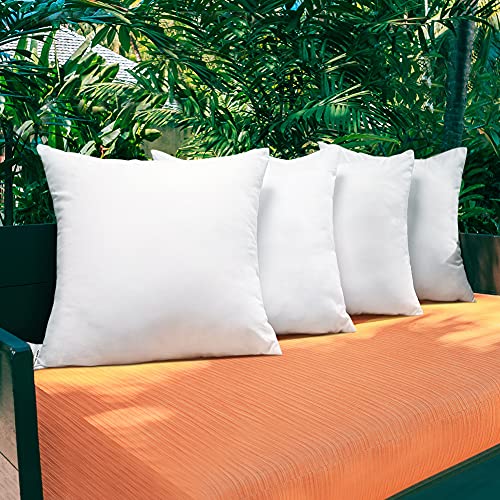 OTOSTAR Premium Waterproof Throw Pillow Inserts, Set of 4 Water Resistant Square Form Cushion Stuffer for Bed Couch Decorative Outdoor Sofa Pillows Inserts White, 20x20 Inches