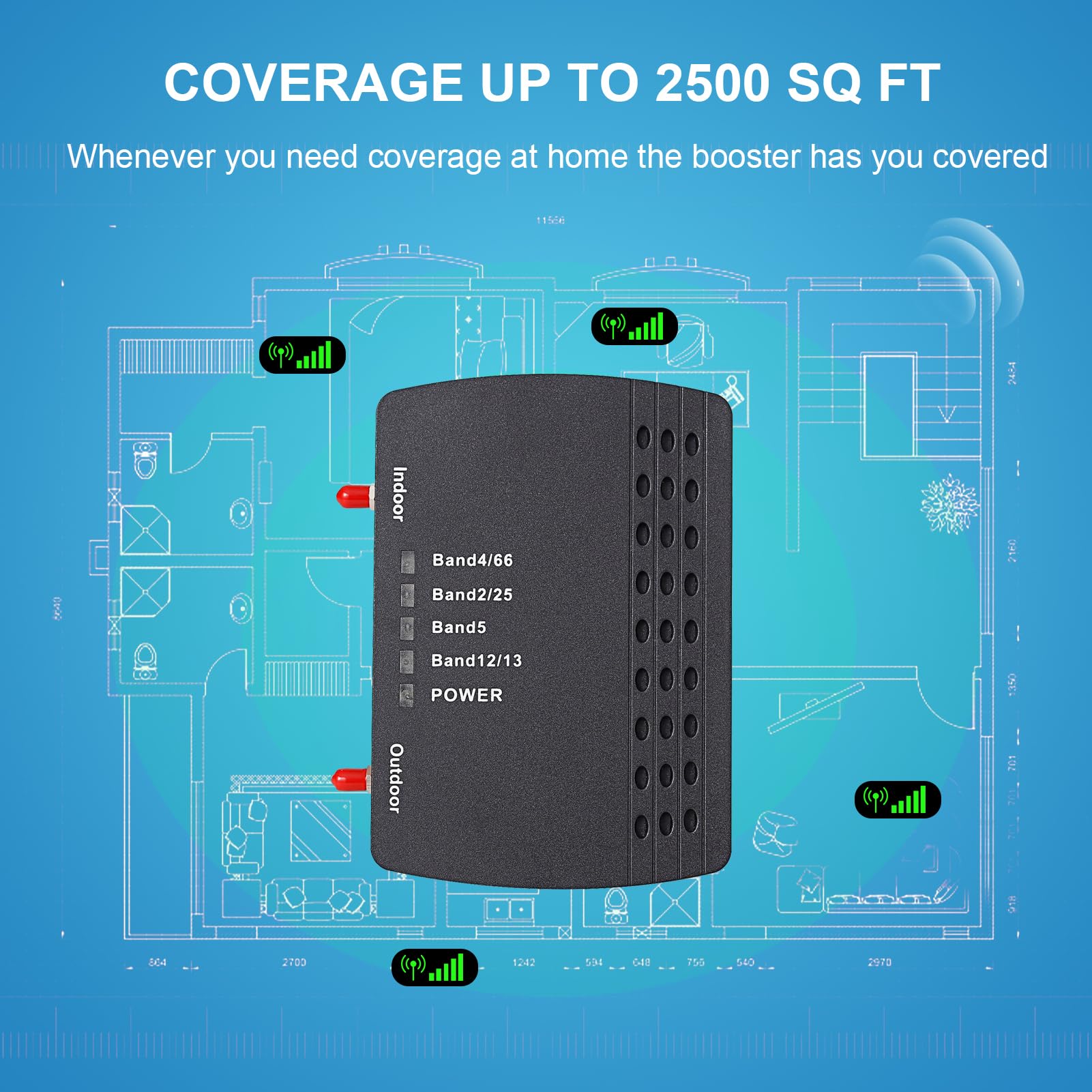 Cell Phone Booster for Home, Cell Phone Signal Booster Kit, Up to 2500 sq ft,Boost 4G 5G LTE Data for Verizon AT&T T-Mobile and All U.S. Carriers,FCC Approved